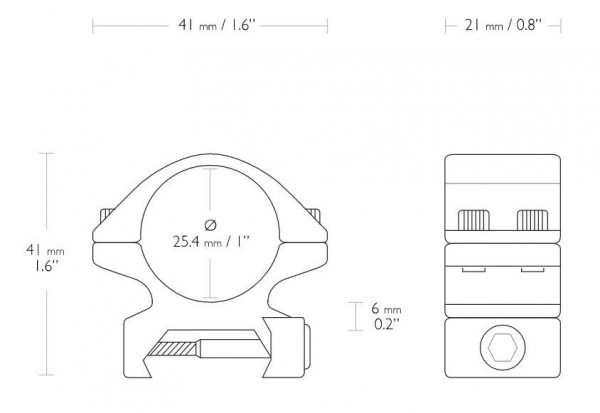 HAWKE 22112 25,4mm Ringmontage Niedrig für Weaver Schiene Zielfernrohr ...